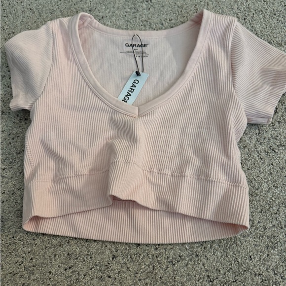 Garage | Tops | Garage Pink Ribbed Crop Tshirt | Poshmark